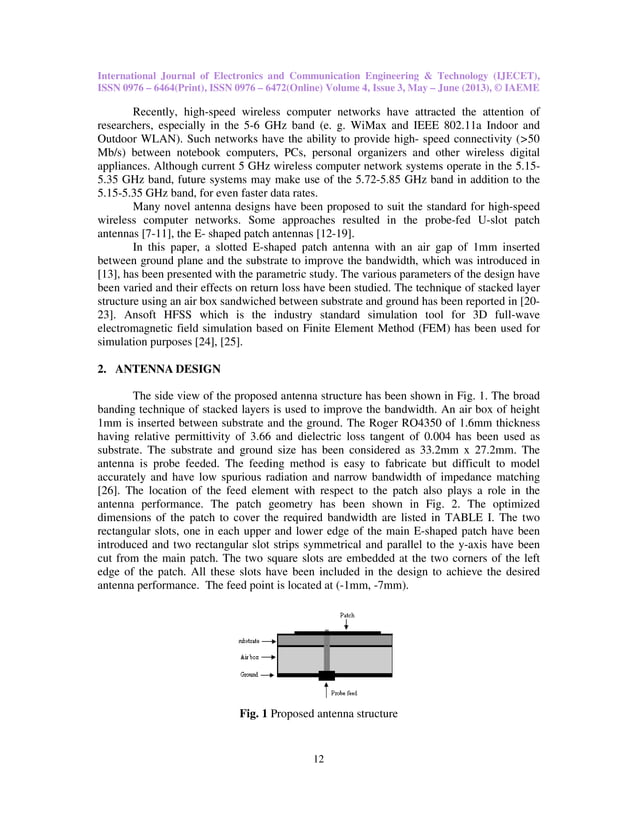 A slotted e shaped stacked layers patch antenna for | PDF