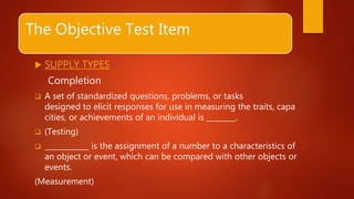 Test and Assessment Types | PPTX