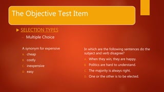 Test and Assessment Types | PPTX