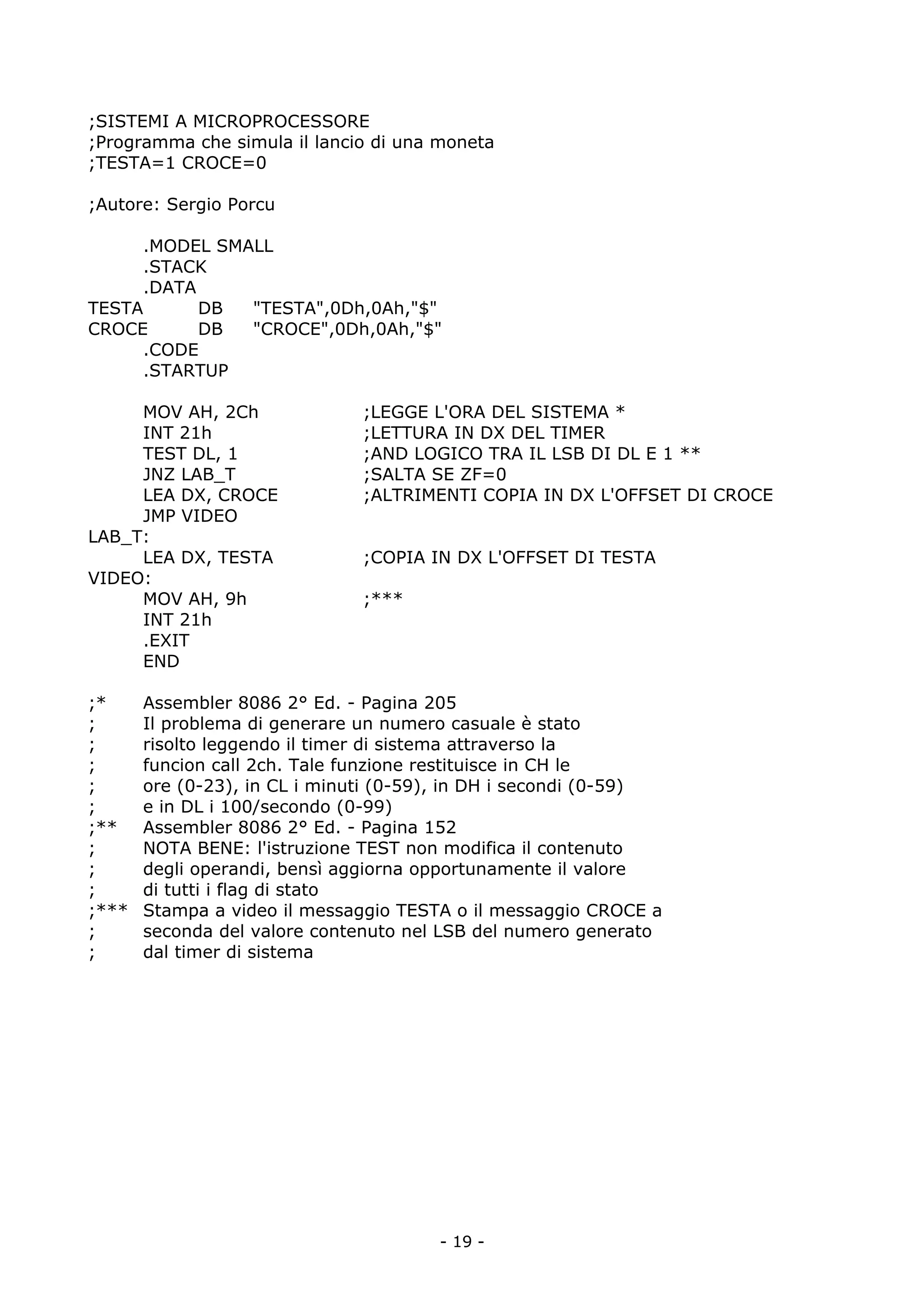 Esercizi in linguaggio Assembly 8086 | PDF