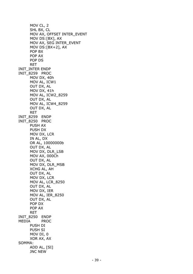 Esercizi in linguaggio Assembly 8086 | PDF