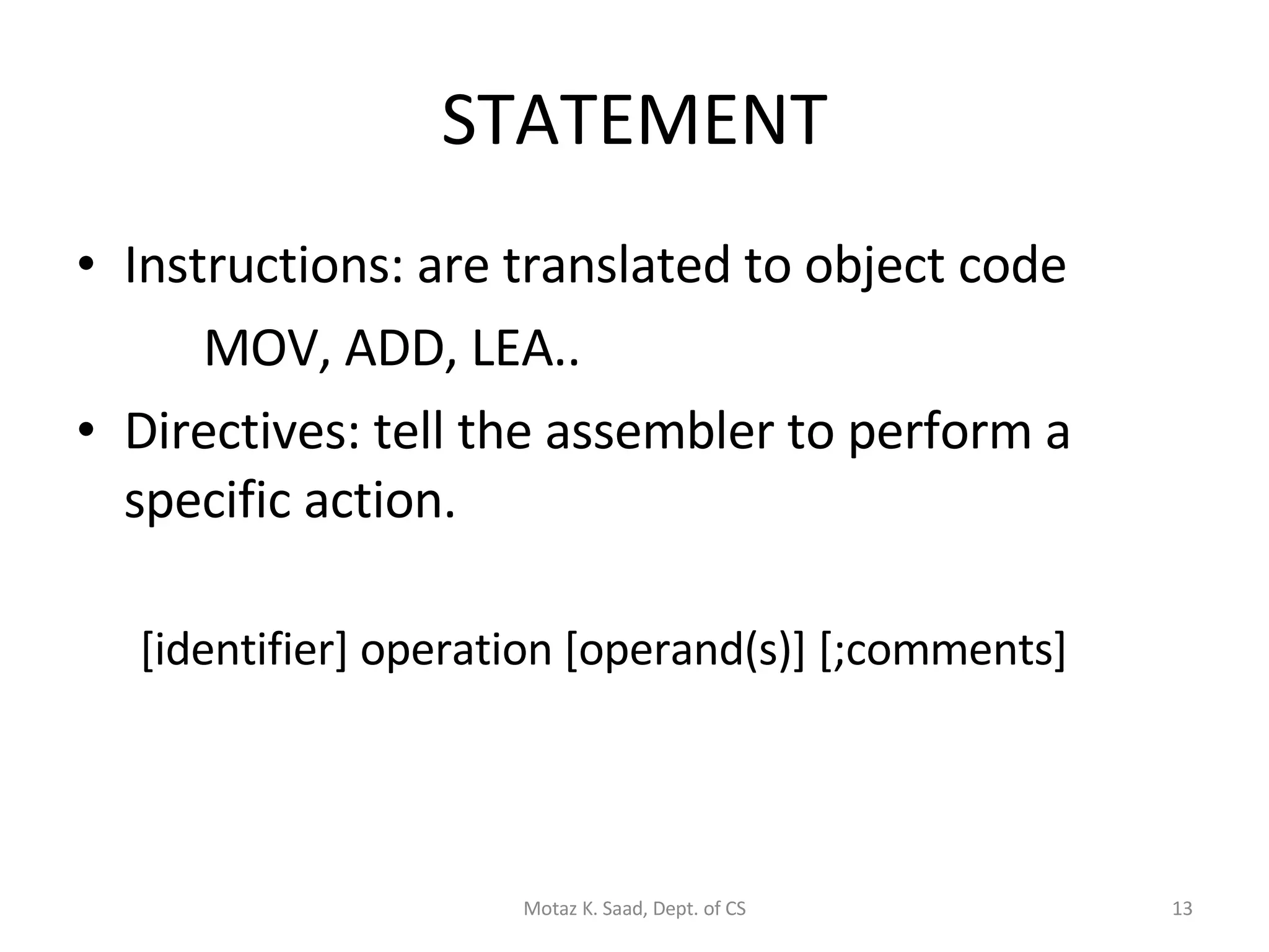 Assembly Language Lecture 3 | PPT