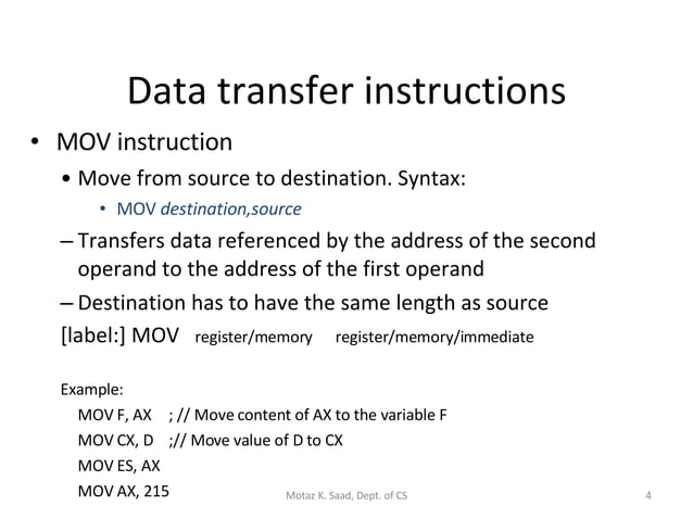 Assembly Language Lecture 4 | PPT