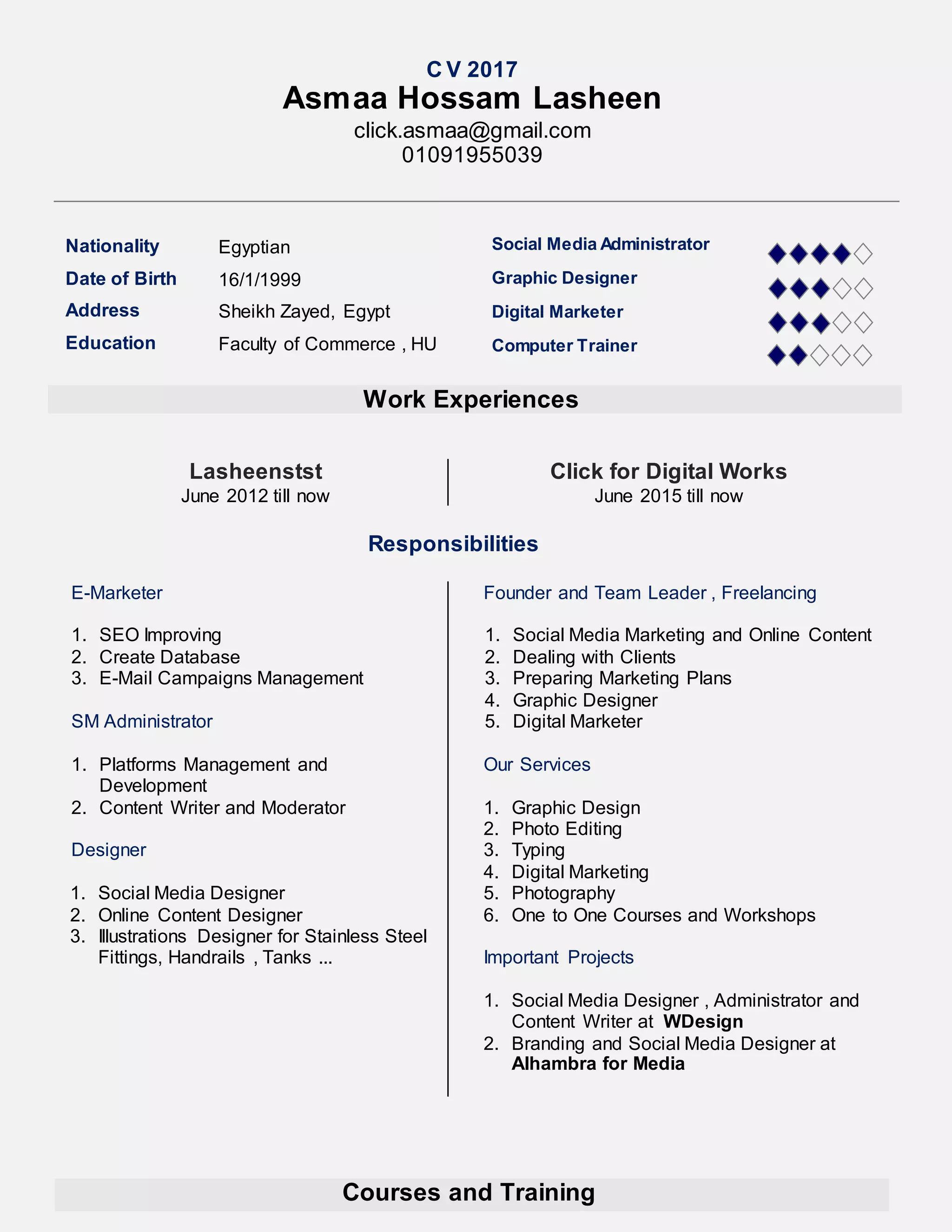 Asmaa lasheen 2017 cv | PDF