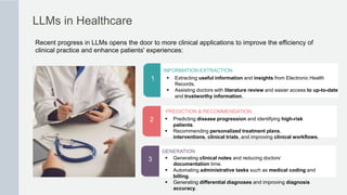 Large Language Models and Applications in Healthcare | PPTX