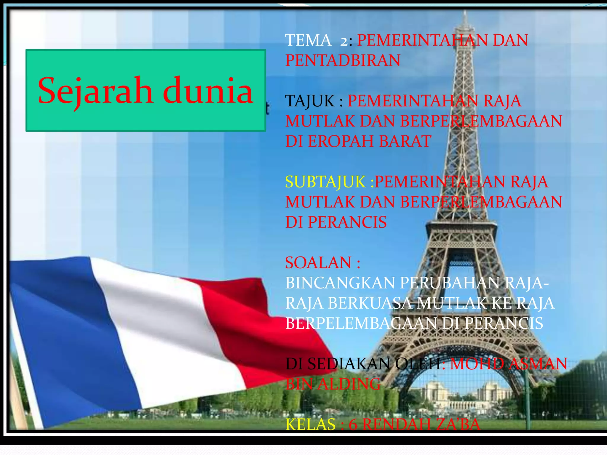 pemerintahan raja mutlak di perancis | PPTX