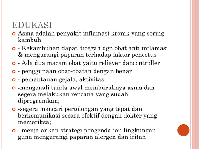 Asma pada anak (penatalaksanaan, pencegahan, edukasi, prognosis) | PPTX