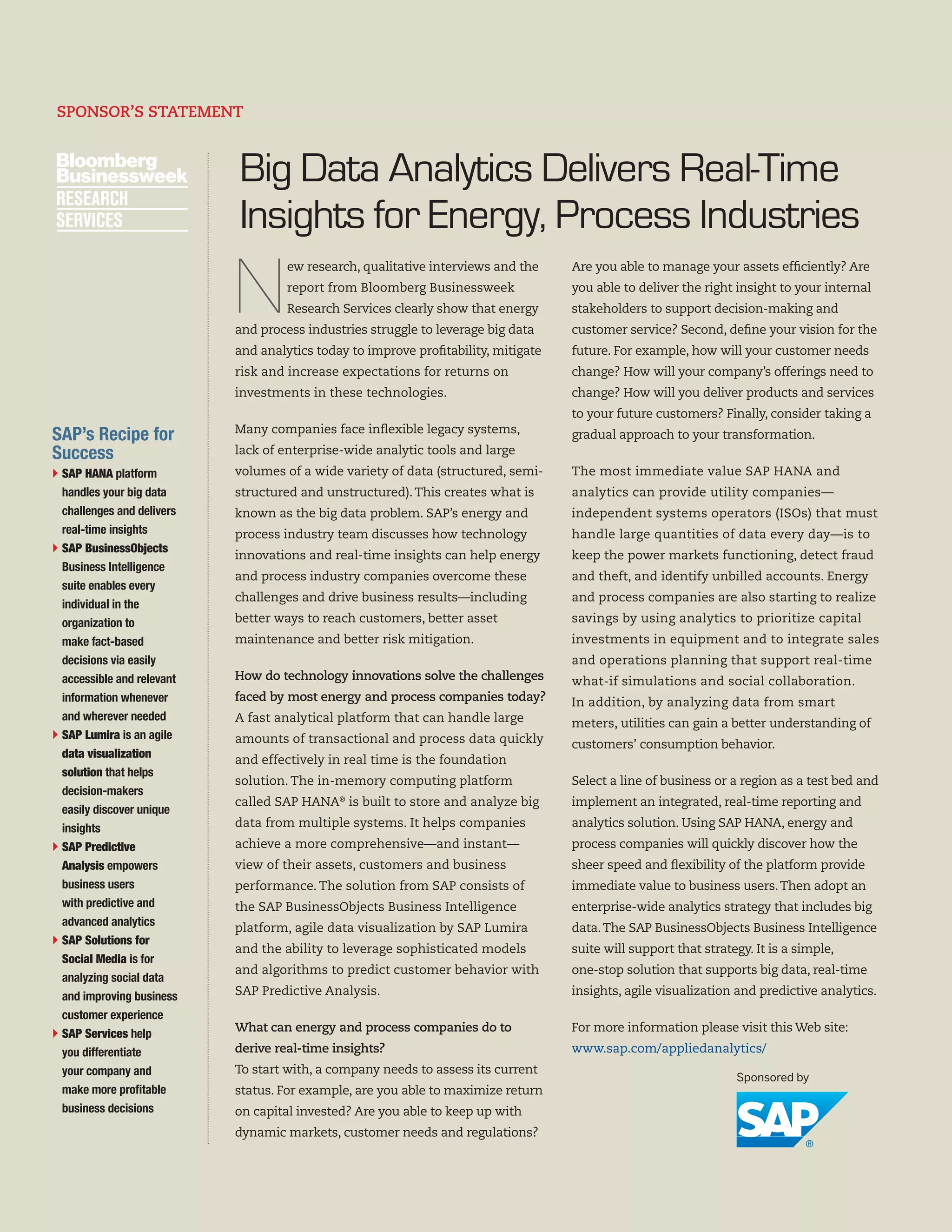 A “Smart” Approach to Big Data in the Energy Industry | PDF