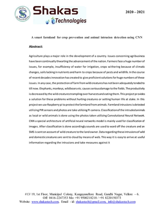 A smart farmland for crop prevention and animal intrusion detection ...