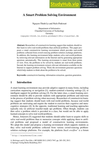 A Smart Problem Solving Environment | PDF