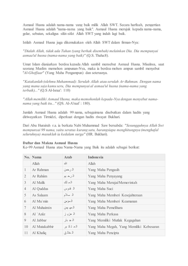 Asmaul husna | PDF