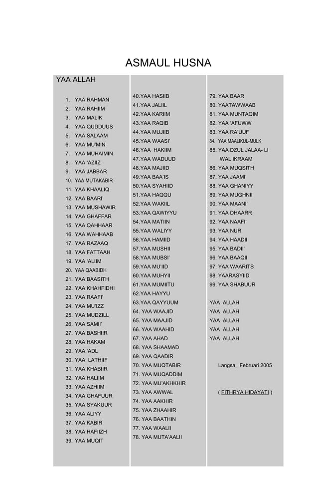 Asmaul husna i | PDF