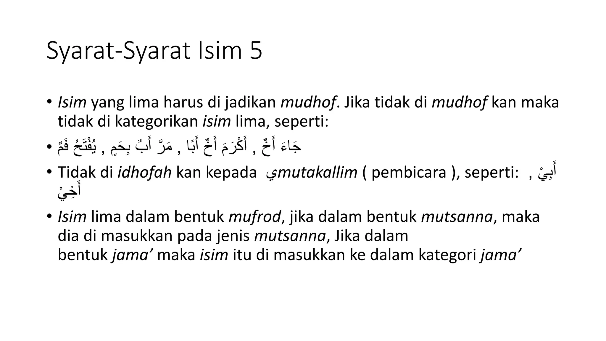 Penjelasan Asmaul Khomsah bahasa arab nahwu | PPTX
