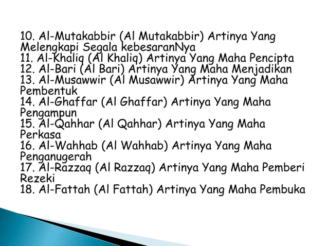 Asmaul khusna (nama nama baik allah) | PPTX