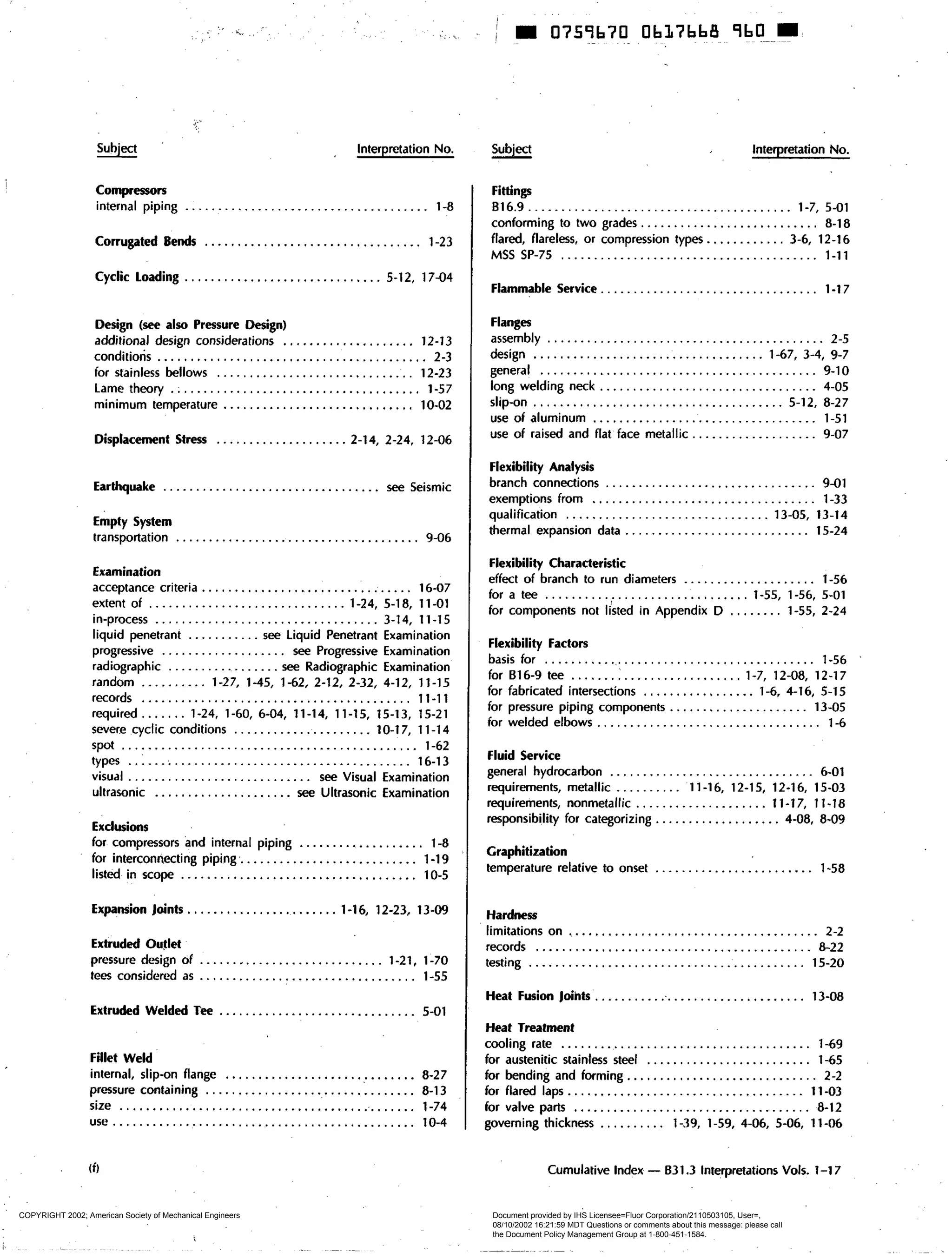 Asme b31.3 interpretation | PDF