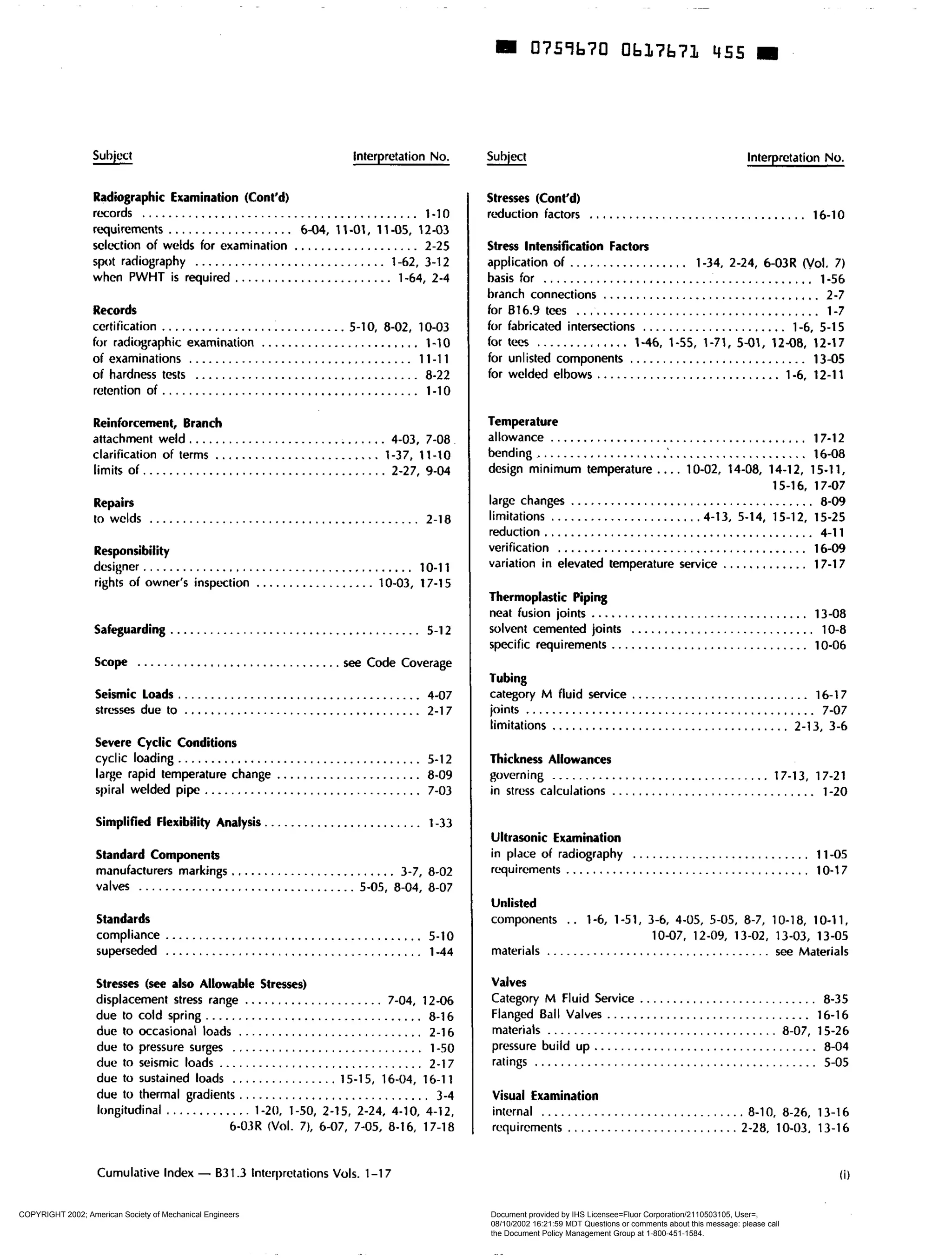 Asme b31.3 interpretation | PDF