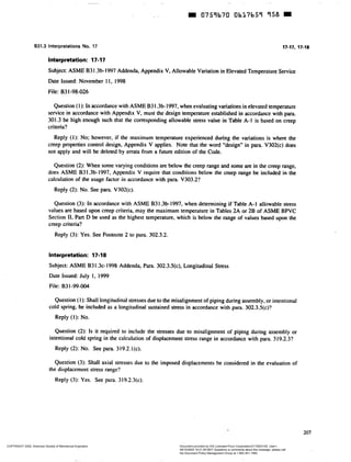 Asme b31.3 interpretation | PDF