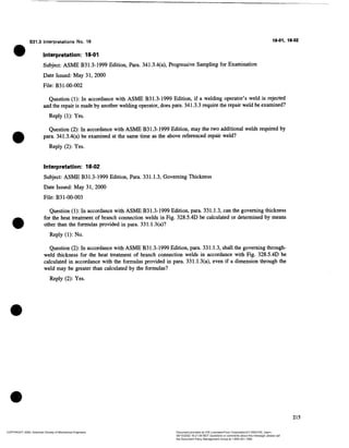 Asme b31.3 interpretation | PDF