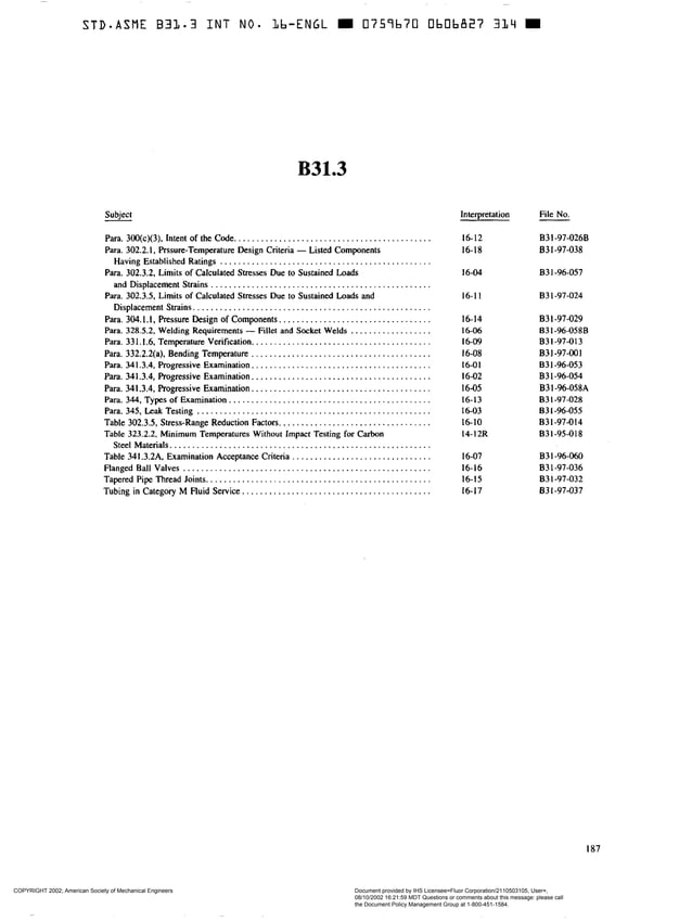 Asme b31.3 interpretation | PDF | Physics | Science