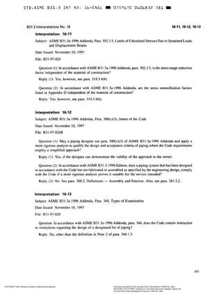 Asme b31.3 interpretation | PDF
