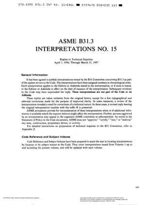 Asme b31.3 interpretation | PDF | Physics | Science