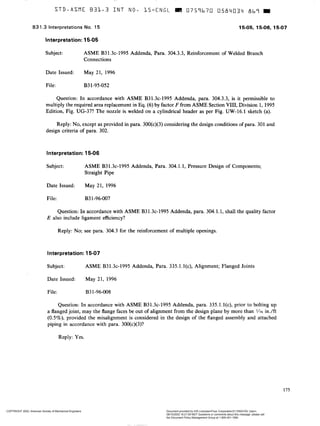 Asme b31.3 interpretation | PDF