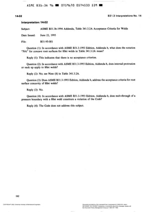 Asme b31.3 interpretation | PDF