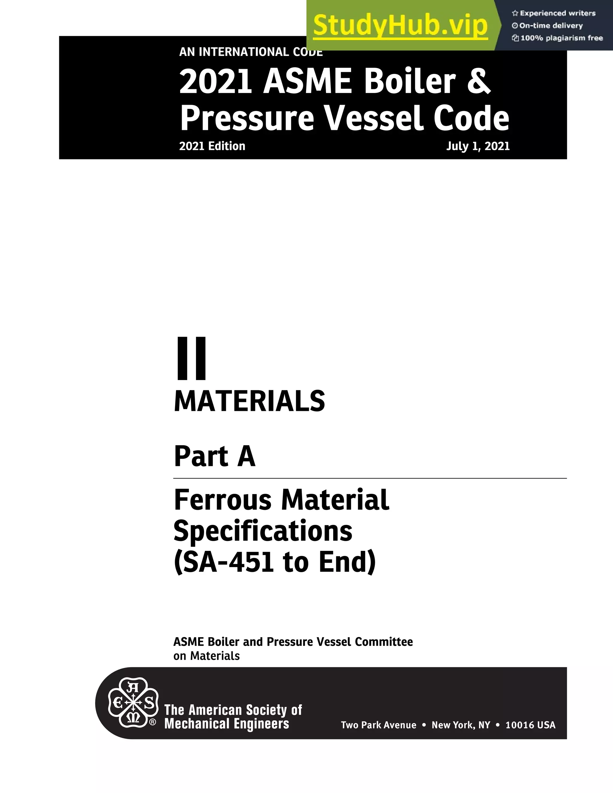 ASME BPVC Section II Materials Part A Ferrous Material Specifications ...