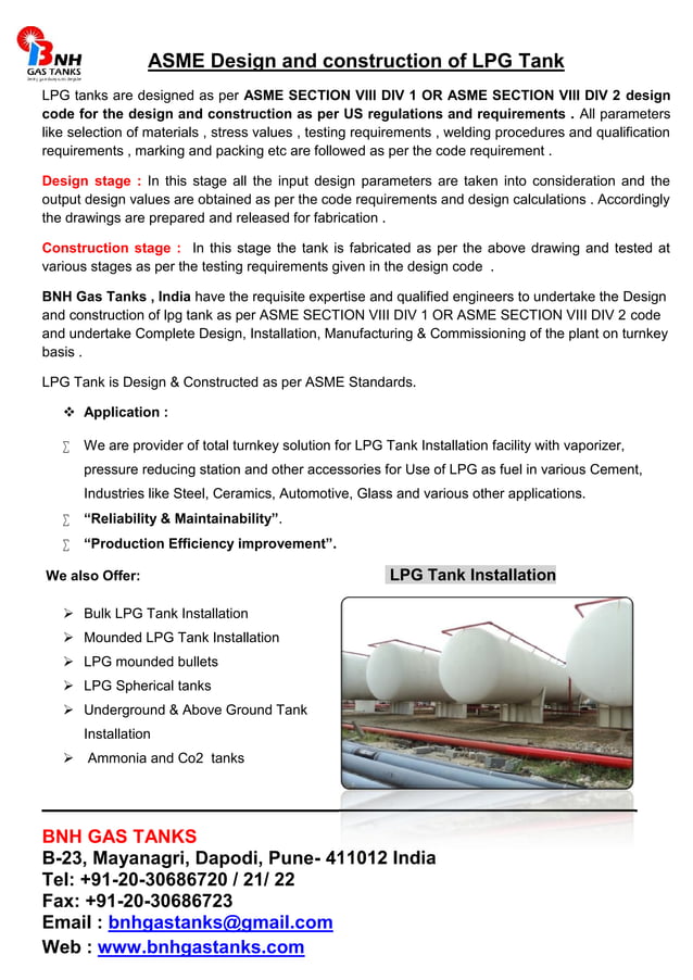 Asme design and construction of lpg storage tank installation | PDF ...