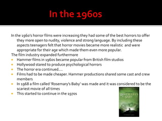 As media the history behind the horror genre | PPTX