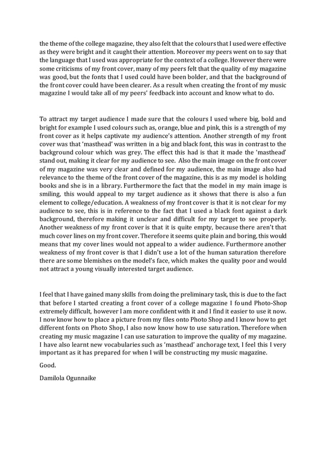 As media preliminary task evaluation final draft | DOCX