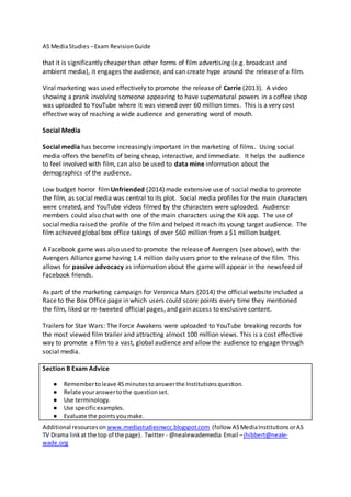 AS Media Studies Revision Guide 2016 | DOCX