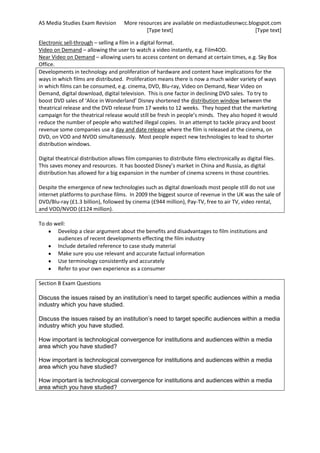 AS Media Studies Exam Revision | DOCX