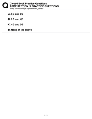 ASME IX_PRACTICE QUESTIONS_Closed Book question | PDF