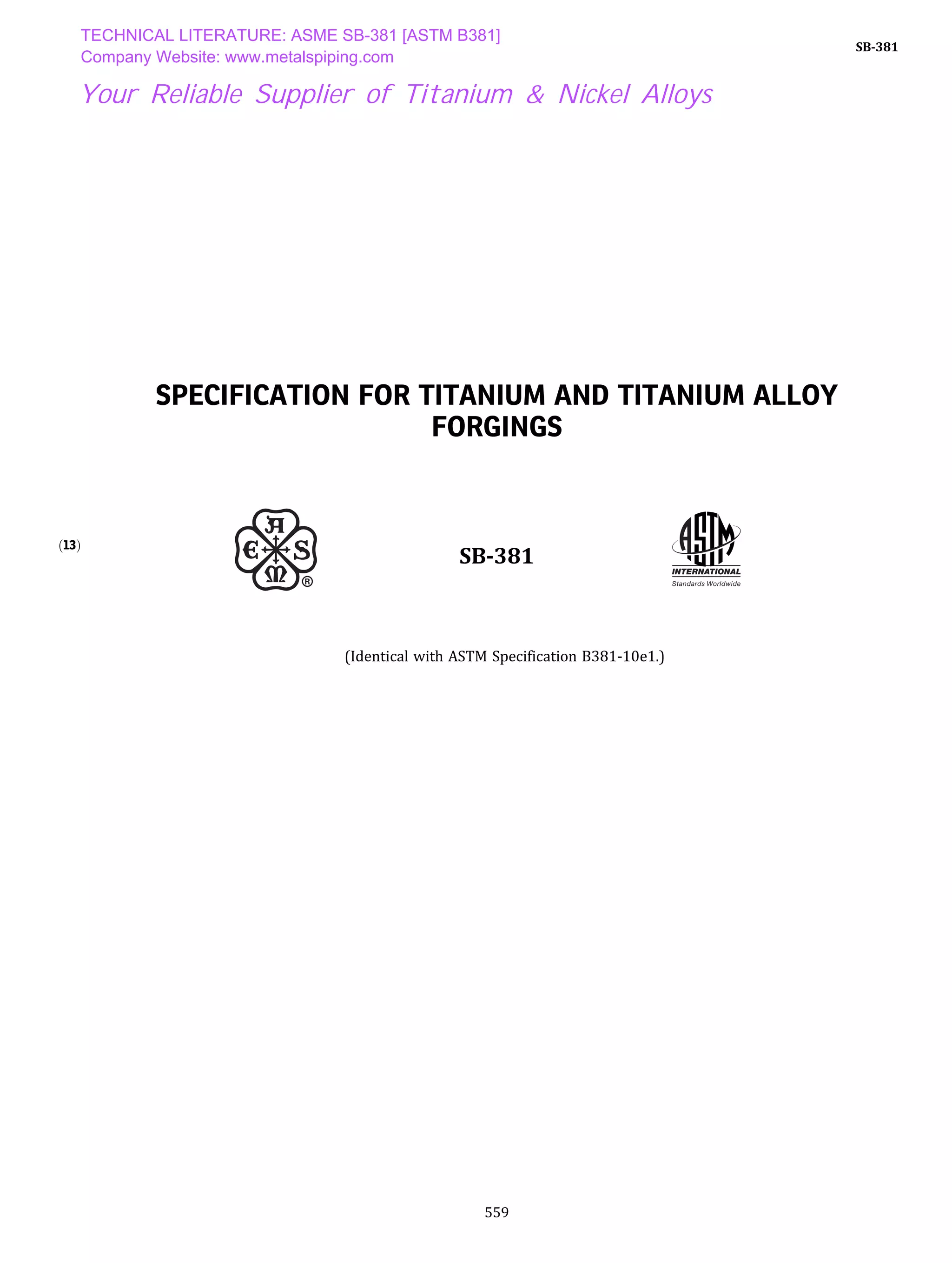 ASTM B381 | PDF