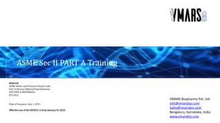 ASME Sec II PART A Training of the data towrads | PPTX