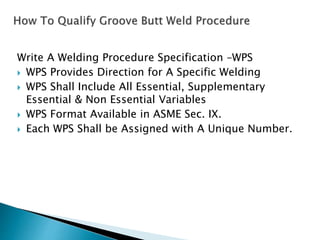 Presentation Asme Sec-Ix Wps PQR PDF Welding Construction, 58% OFF