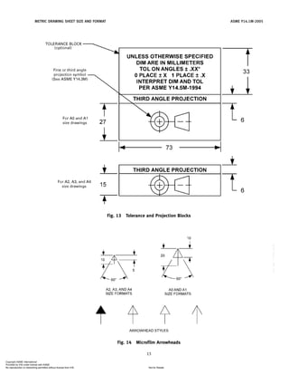 ASME Y14.1M-2005: Metric Drawing Sheet Size and Format Standards | PDF