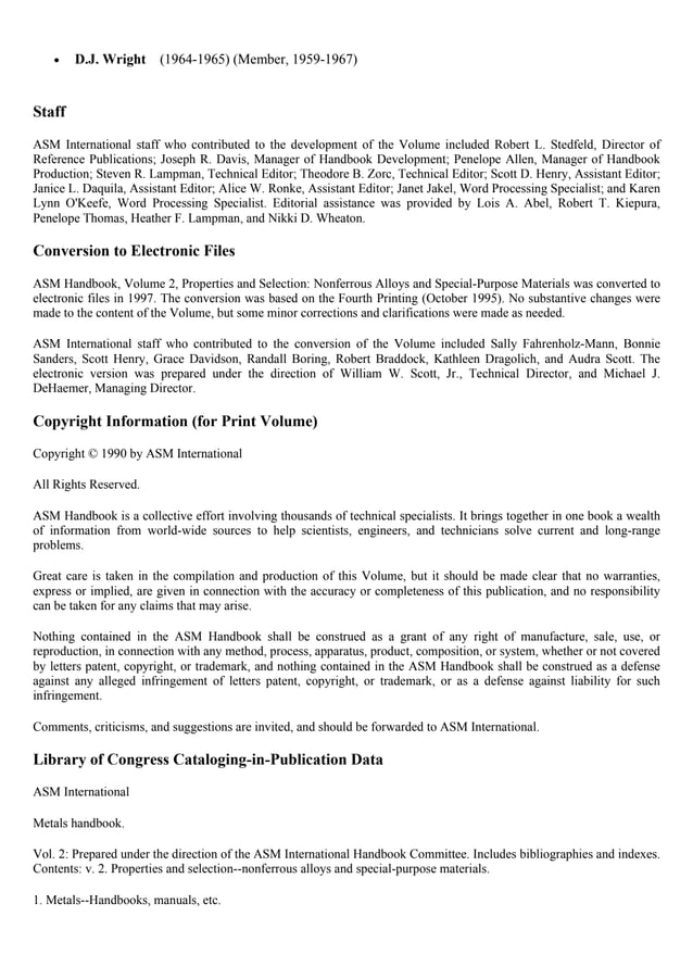ASM HANDBOOK, Volume 02, Properties and Selection Nonferrous Alloys and ...