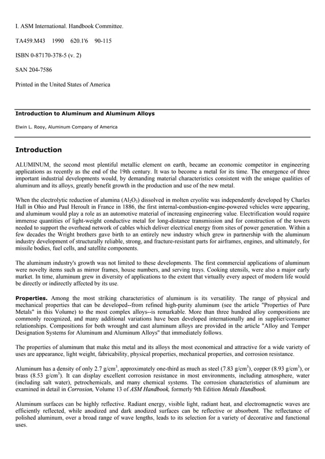 ASM HANDBOOK, Volume 02, Properties and Selection Nonferrous Alloys and Special Purpose ...