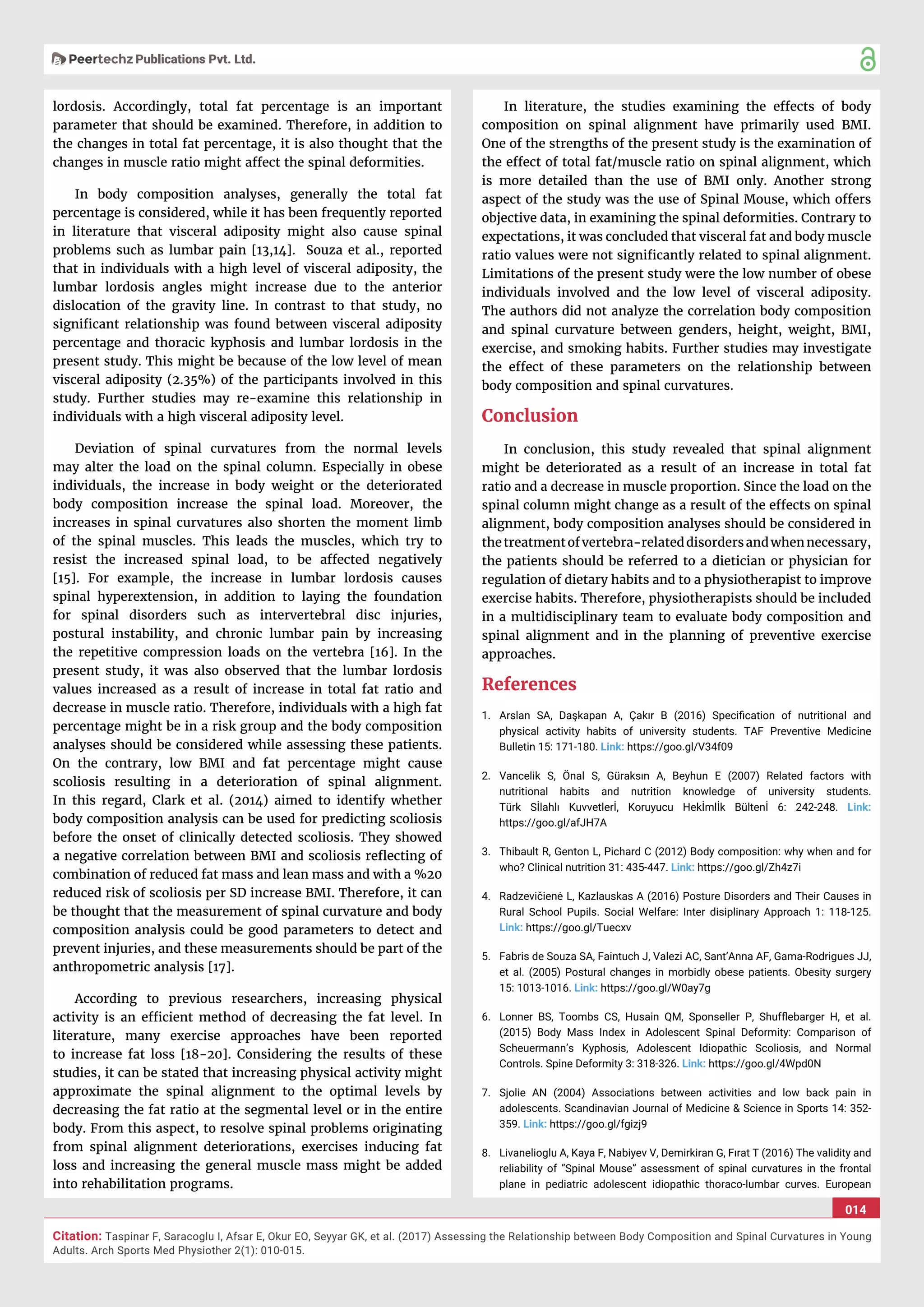 Assessing the Relationship between Body Composition and Spinal ...