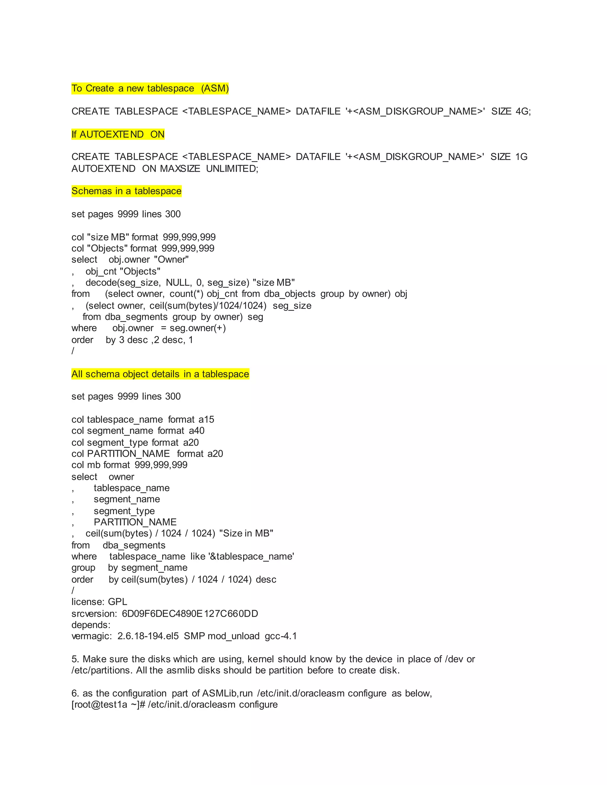 Asm troubleshooting and asm scripts | DOCX