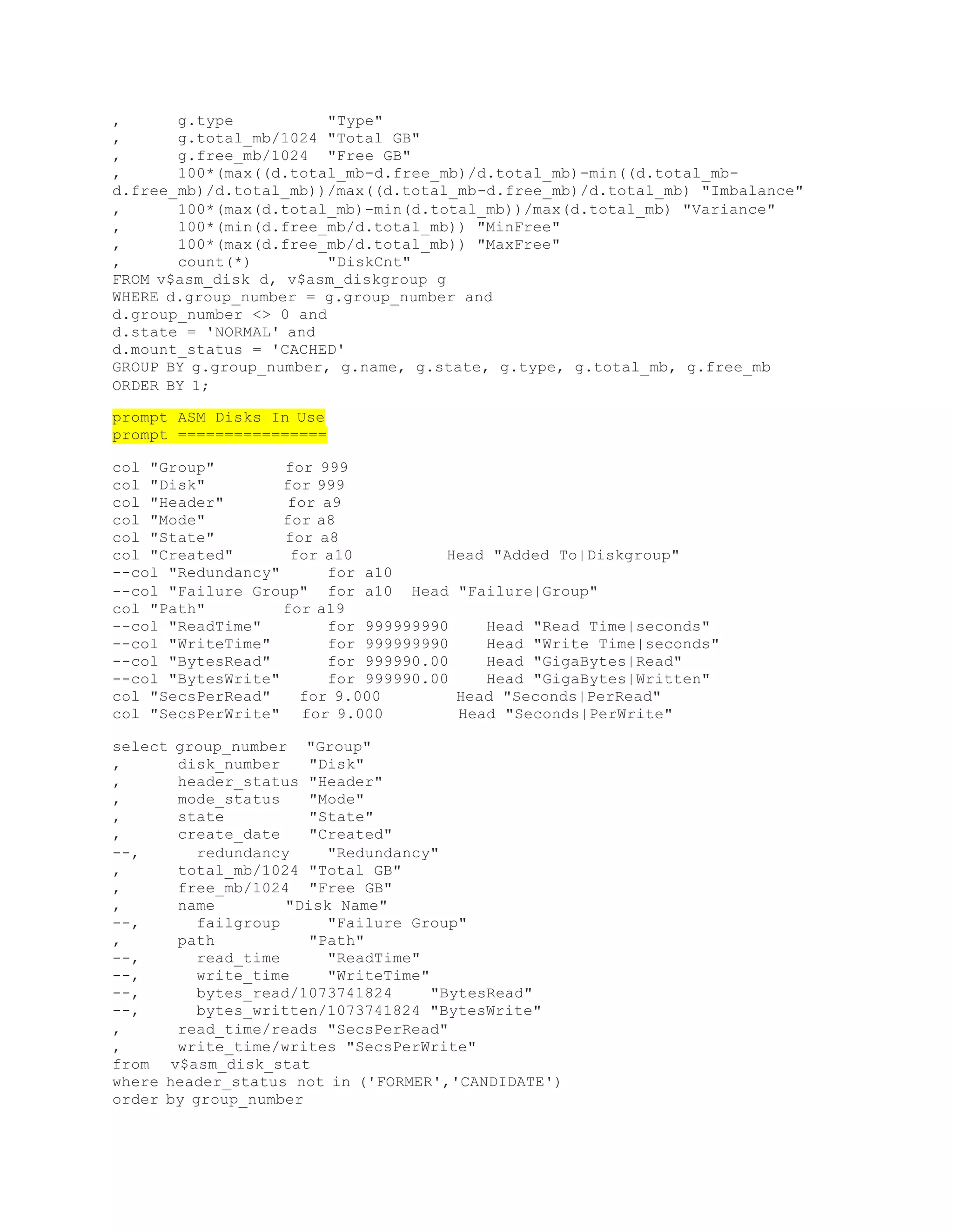 Asm troubleshooting and asm scripts | DOCX