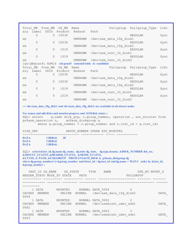 Asm troubleshooting and asm scripts | DOCX