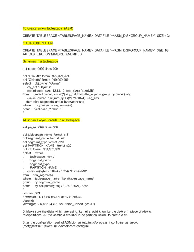 Asm troubleshooting and asm scripts | DOCX