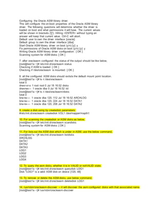 Asm troubleshooting and asm scripts | DOCX