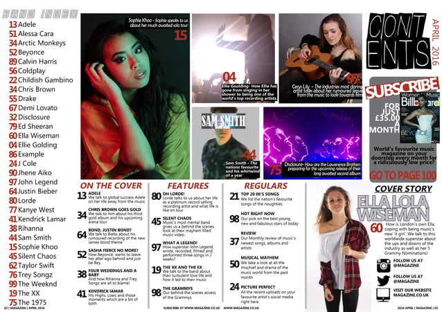 As music magazine Contents Page Draft | PDF