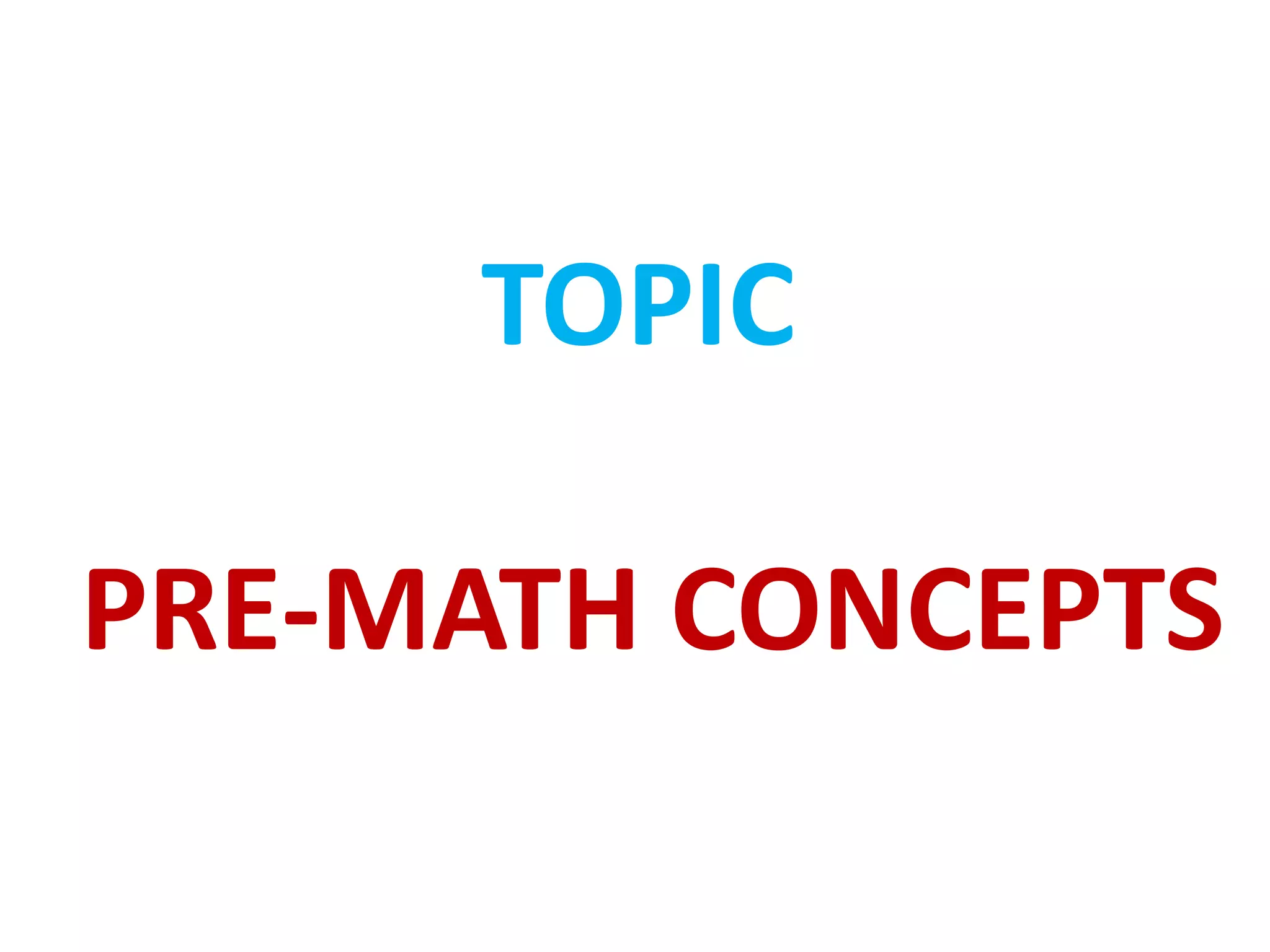 Pre-Math Concepts | PPTX