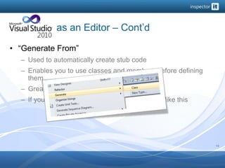 A Sneak Peek At Visual Studio 2010 And .Net Framework 4.0 | PPT