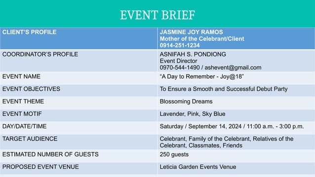 Debut in Event Management Powerpoint (ash) | PPTX
